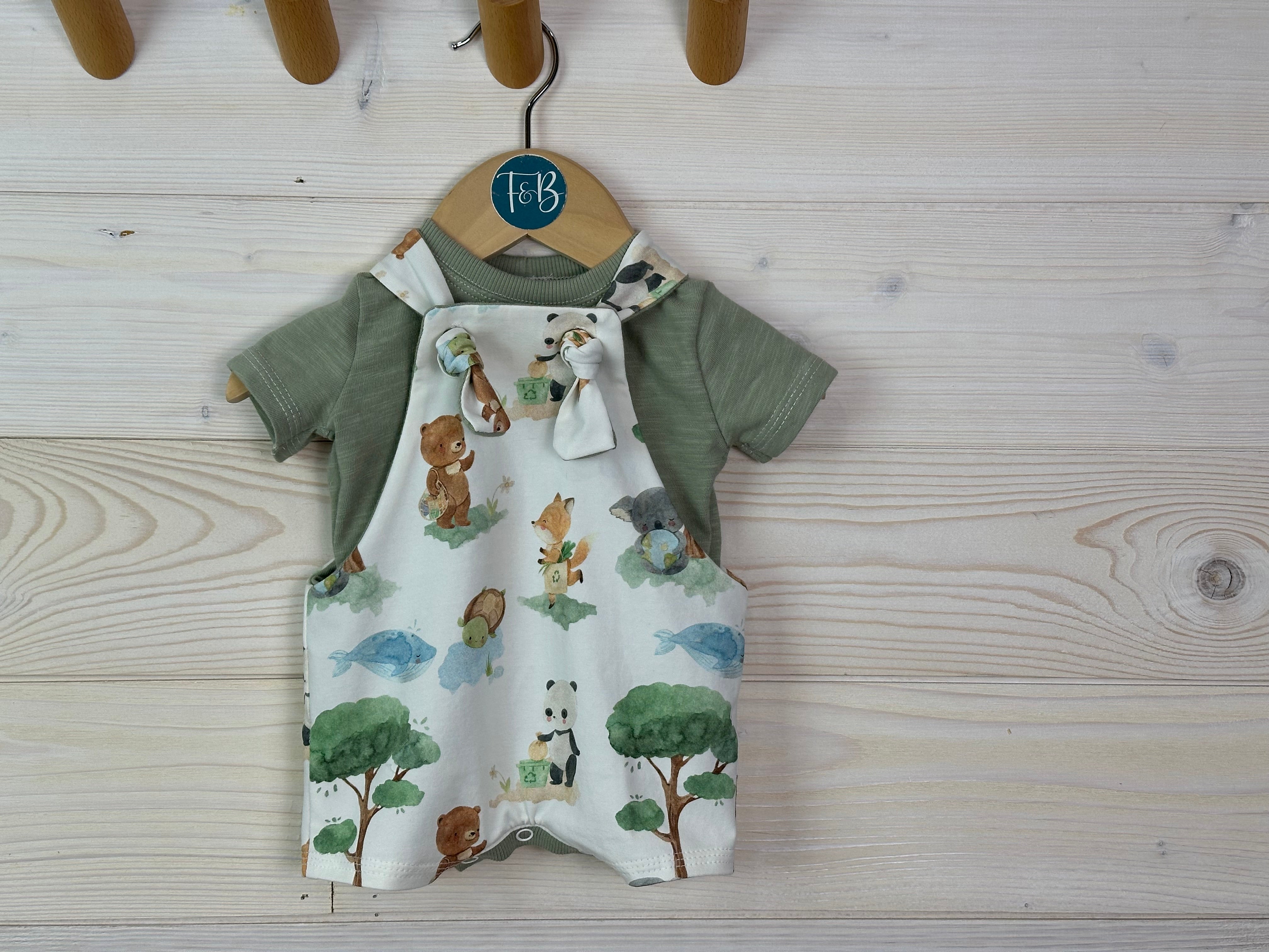 Organic Recycling Animals Overall and Tee Set – Fitsy & Bitsy